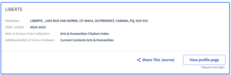 LIBERTE JOURNAL – ISSN:0024-2020